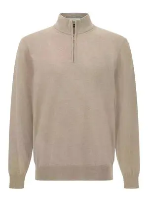Boggi Milano Half-zip High Neck Sweater - Neutrals