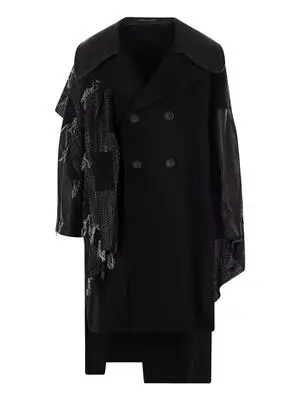 Yohji Yamamoto Leather-panel Coat - Black