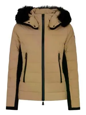 Moncler Fur-trimmed Belted Jacket - Neutrals