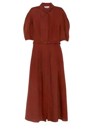 Gabriela Hearst Maude Belted Midi Dress - Brown
