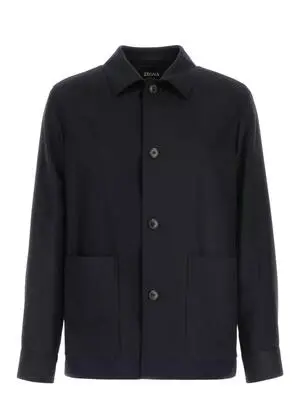 Zegna Pocket Button Overshirt - Blue