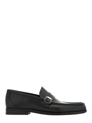 FERRAGAMO Gancini Saddle-strap Loafers - Black