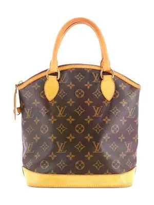 LOUIS VUITTON Lockit Handbag Monogram Canvas PM Brown