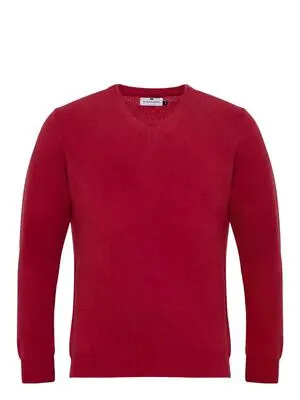 LOJA DAS MEIAS V-neck Wool Sweater - Red