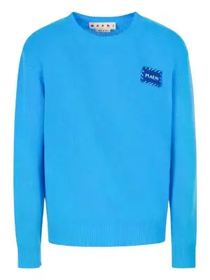 Marni Logo-patch Crew-neck Sweater - Blue