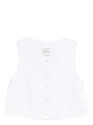 Posse Rio Button Vest Top - White