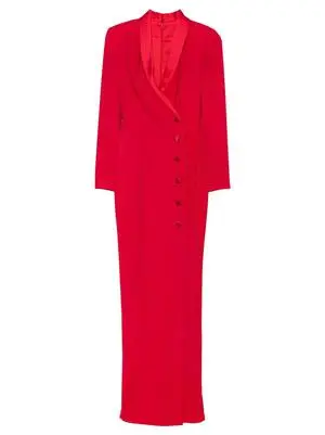 SILK LOVE & LACE Button Detailed Maxi Dress - Red