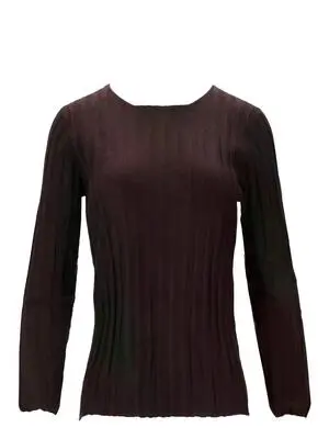 LA ROSE Ribbed Knit Top - Brown