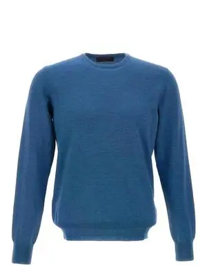 GRAN SASSO Crew-neck Ribbed Trims Sweater - Blue