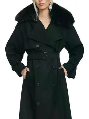 SELF-PORTRAIT Belted Trench Coat - Black