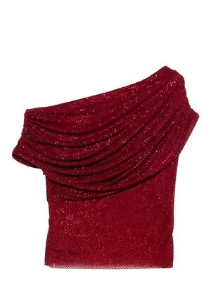 SELF-PORTRAIT Draped One-shoulder Top - Red