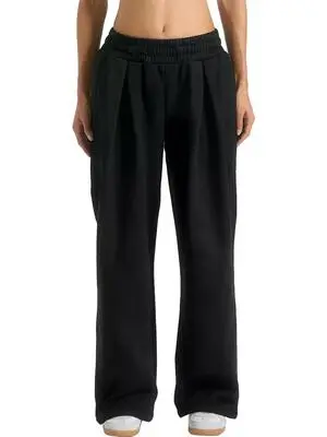 Manière De Voir Pleated Straight-leg Track Pants - Black