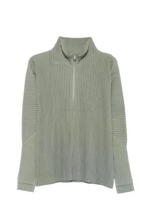 Issey Miyake Zip Plissé Top - Green