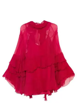 Chloé Tiered-ruffles Mini Dress - Pink