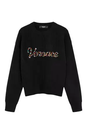 Versace Embroidered Sweater - Black