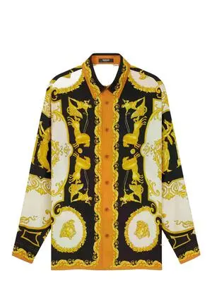 Versace Baroque-patterned Silk Shirt - Black