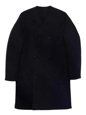 MACRON Karl Collarless Double-breasted Coat - Blue
