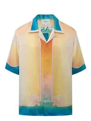 Casablanca Cuban-collar Satin Shirt - Neutrals