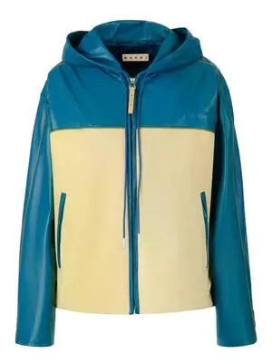 Marni Hooded Leather Jacket - Blue