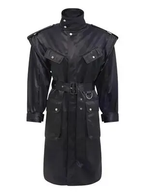 MARINE SERRE Belted Trench Coat - Black
