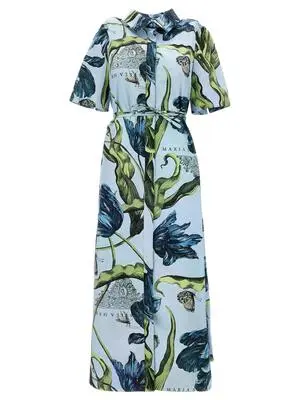 Erdem Tulip-print Midi Dress - Blue