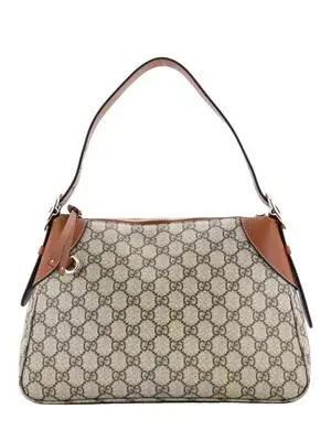 Gucci Emblem Gg Coated Canvas Medium Shoulder Bag - Brown