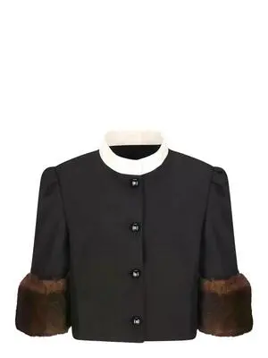 Valentino Garavani Single-breasted Jacket With Fur Trim - Black