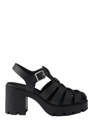 Prada 90mm Platform Sandals With Metal Buckle - Black