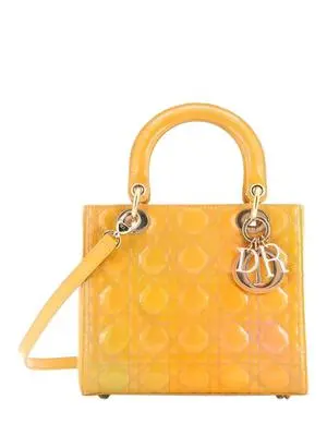 Dior Lady Dior Medium Satchel Cannage Quilt Patent Yellow