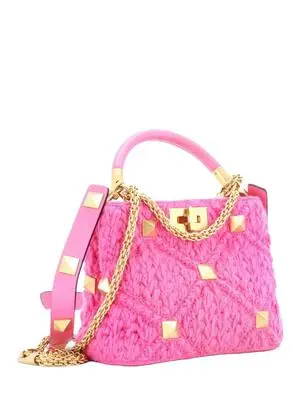 Valentino Garavani Roman Stud Woven Top Handle Satchel - Pink