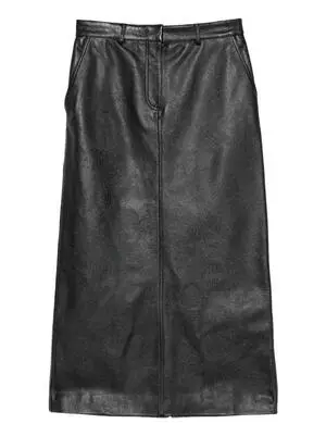 TOTEME Grained Leather Straight Maxi Skirt - Black