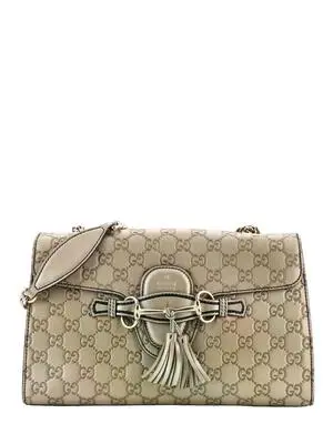 Gucci Emily Chain Flap Shoulder Bag Ssima Leather Medium - Gold