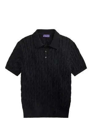 Ralph Lauren Purple Label Cable-knit Polo Sweater - Black