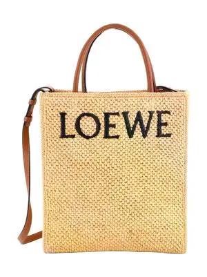 Loewe Raffia And Leather North South Tote Bag - Black