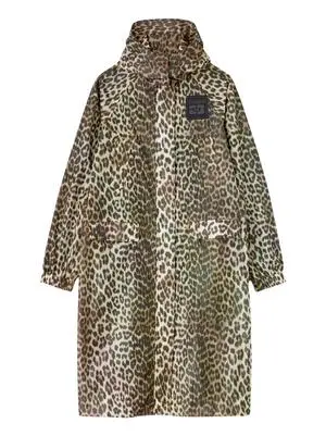 GANNI Leopard-print Zip-up Coat - Neutrals
