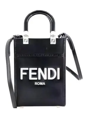 Fendi Sunshine Shopper Mini Tote Crossbody Bag - Black
