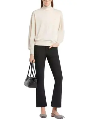 COURREGES Mock-Neck Merino Wool Sweater Neutrals
