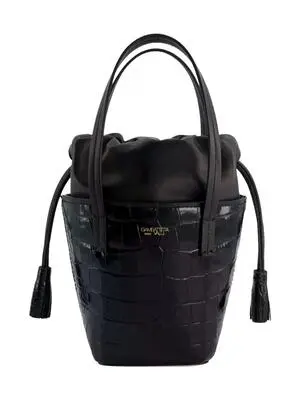 Giambattista Valli Croco-effect Bucket Bag - Black
