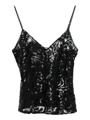 GOLDEN GOOSE Sequin V-neck Top - Black