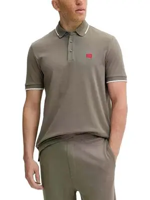 Hugo Logo-patch Collared Polo Shirt - Brown