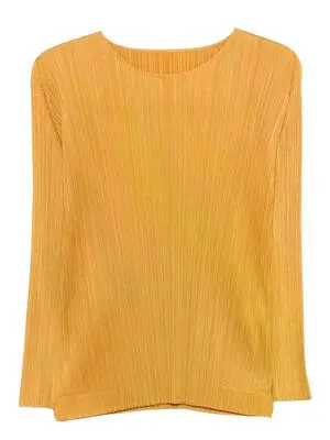 Issey Miyake Pleated Long-sleeve Blouse - Yellow