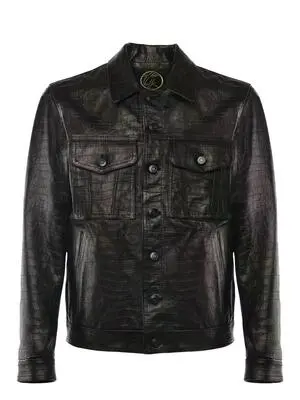 GIULIANO GALIANO Julius Pocket Leather Jacket - Black