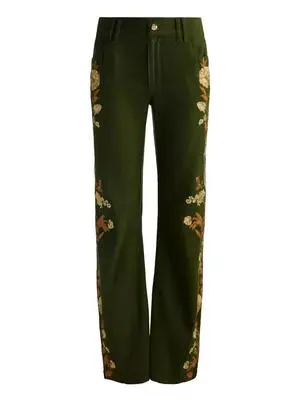 Alice + Olivia Akers Embroidered Trousers - Green