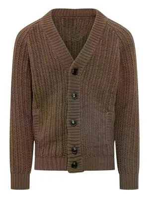 RAKKI Ribbed Knit Cardigan - Brown