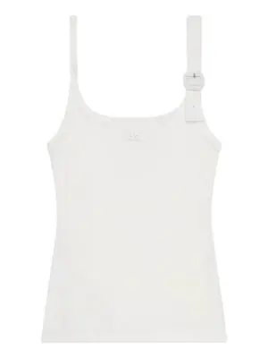 COURREGES Buckle-detail Ribbed Tank Top - White
