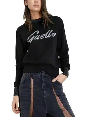GAELLE Logo Detail Sweater - Black