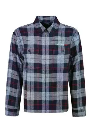 AWAKE NY Flannel Zip-up Shirt - Blue