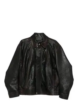 GOLDEN GOOSE Prince Calf Leather Jacket - Brown