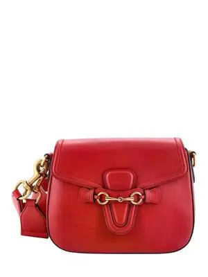 Gucci Lady Web Leather Medium Shoulder Bag - Red