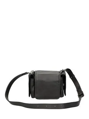 VIC MATIE Leather Crossbody Bag With Logo Lettering - Black